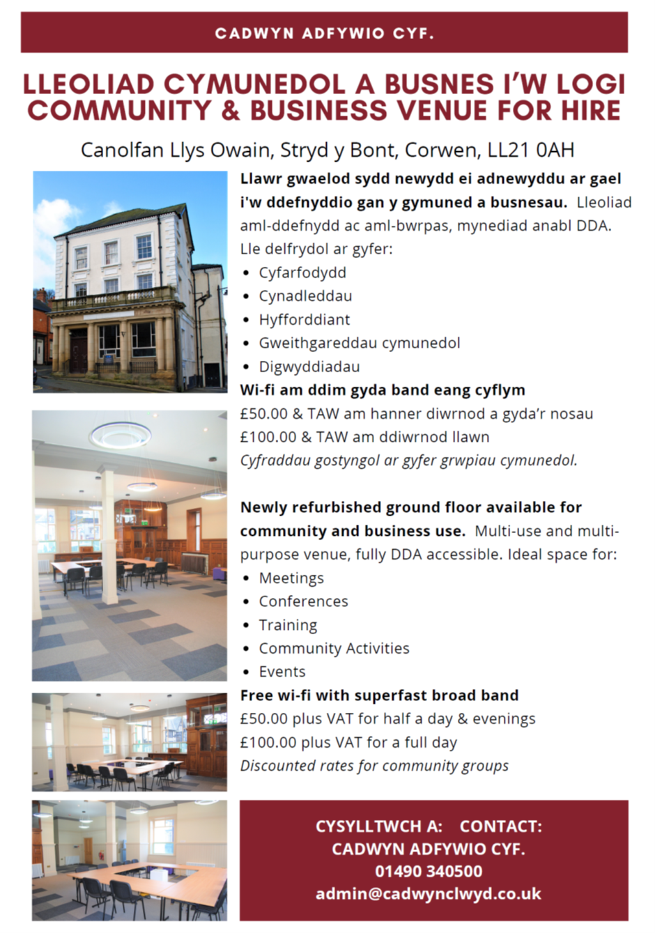 New Community and Business Space in Corwen - Cadwyn Clwyd