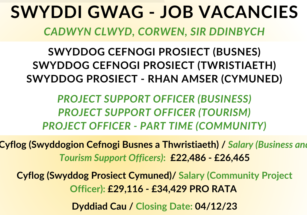 swyddi gwag - Cadwyn Clwyd